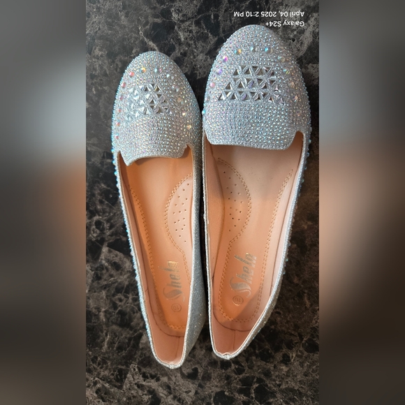 Forever 21 | Shoes | Forever Glamorous Silver Crystal Flats Size | Poshmark